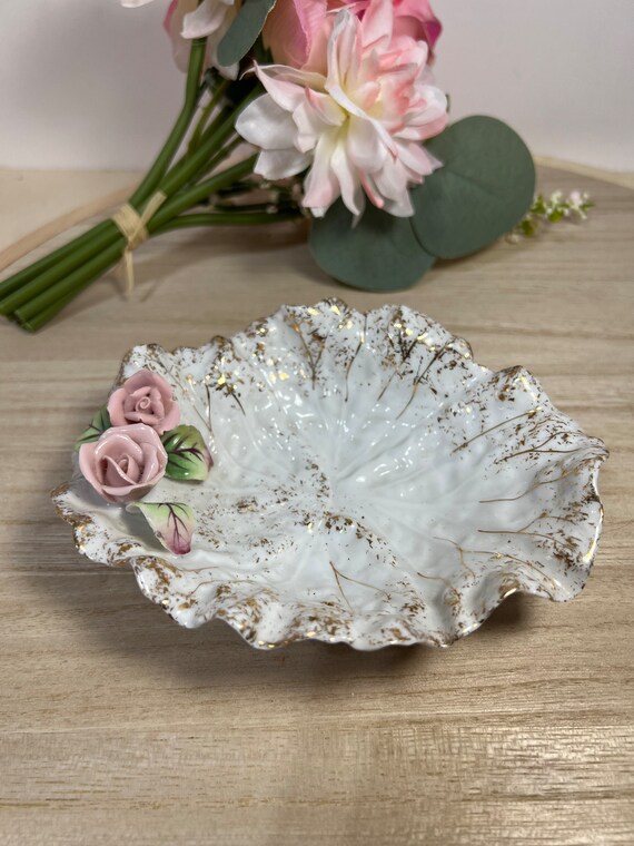 vintage lefton china leaf - Gem