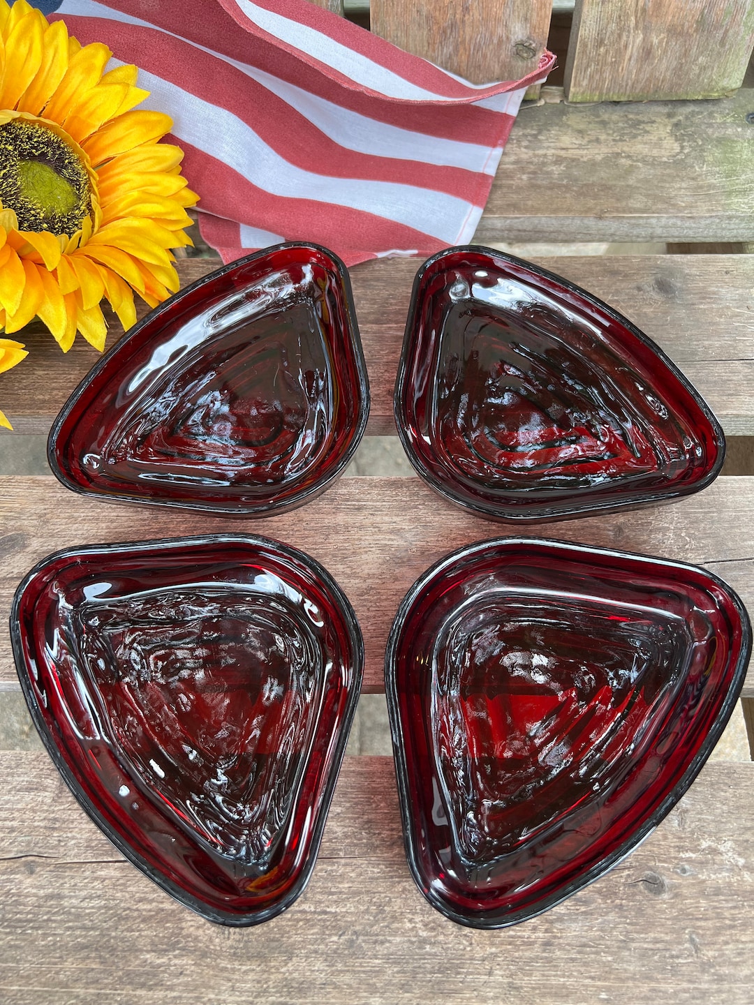Vintage Anchor Hocking Royal Ruby Red Lazy Susan Dishes - Etsy