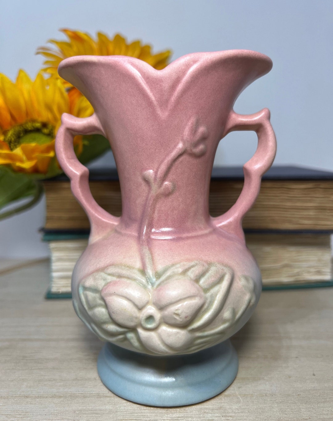 Vintage MCM Hull Pottery Double Sided Floral Small Vase - Etsy