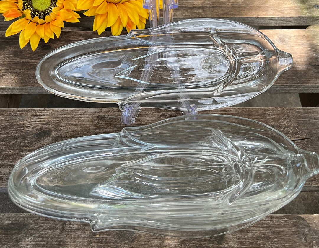 Vintage Pressed Glass Corn Shapped Corn-on-the Cob Holders - Etsy