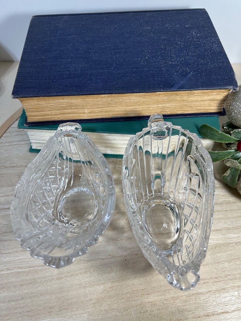 Vintage Gorham Lead Crystal Sleigh: Holly Berry Sugar Dish and Creamer ...