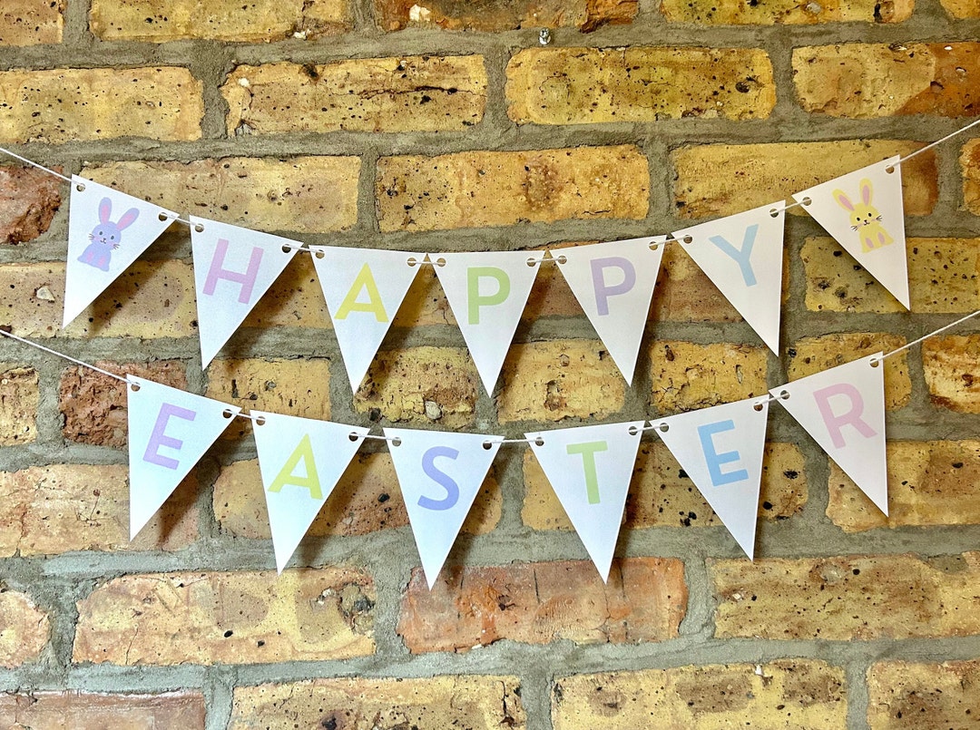 Happy Easter Banner Printable// Easter Flag Banner// Easter Decor ...