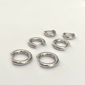 Basic Silver Hoop Earrings, Sterling Silver Huggie Hoops, Simple ...