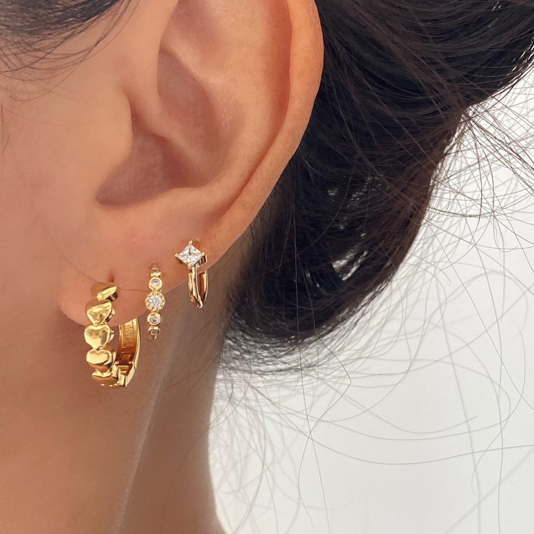 Gold Heart Hoop Earrings Tiny Love Heart Huggie Hoops - Etsy