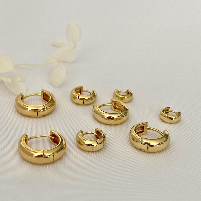 Gold Plated Chunky Huggie Hoop Earrings, Wide Basic Hoops - Etsy Australia