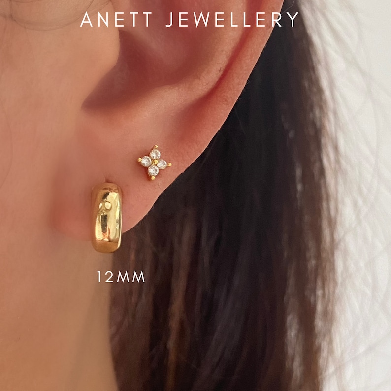 Gold Plated Chunky Huggie Hoop Earrings, Wide Basic Hoops - Etsy Australia