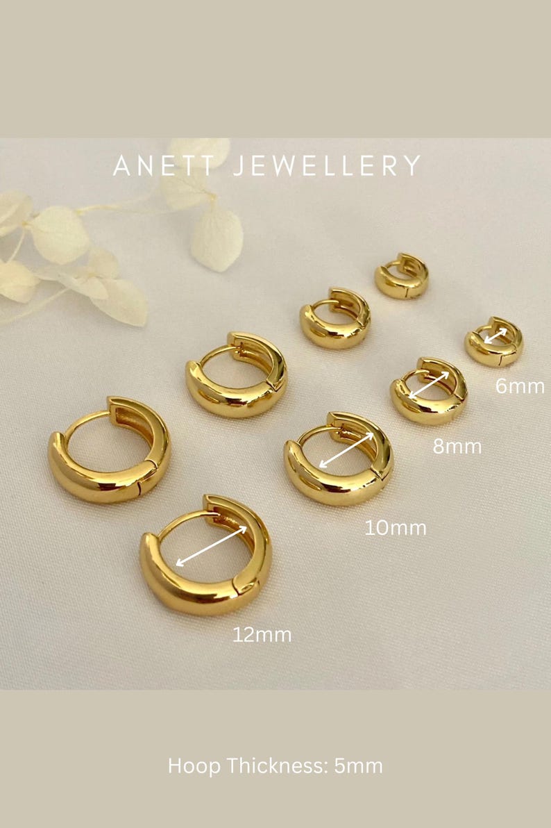 Gold Plated Chunky Huggie Hoop Earrings, Wide Basic Hoops - Etsy Australia