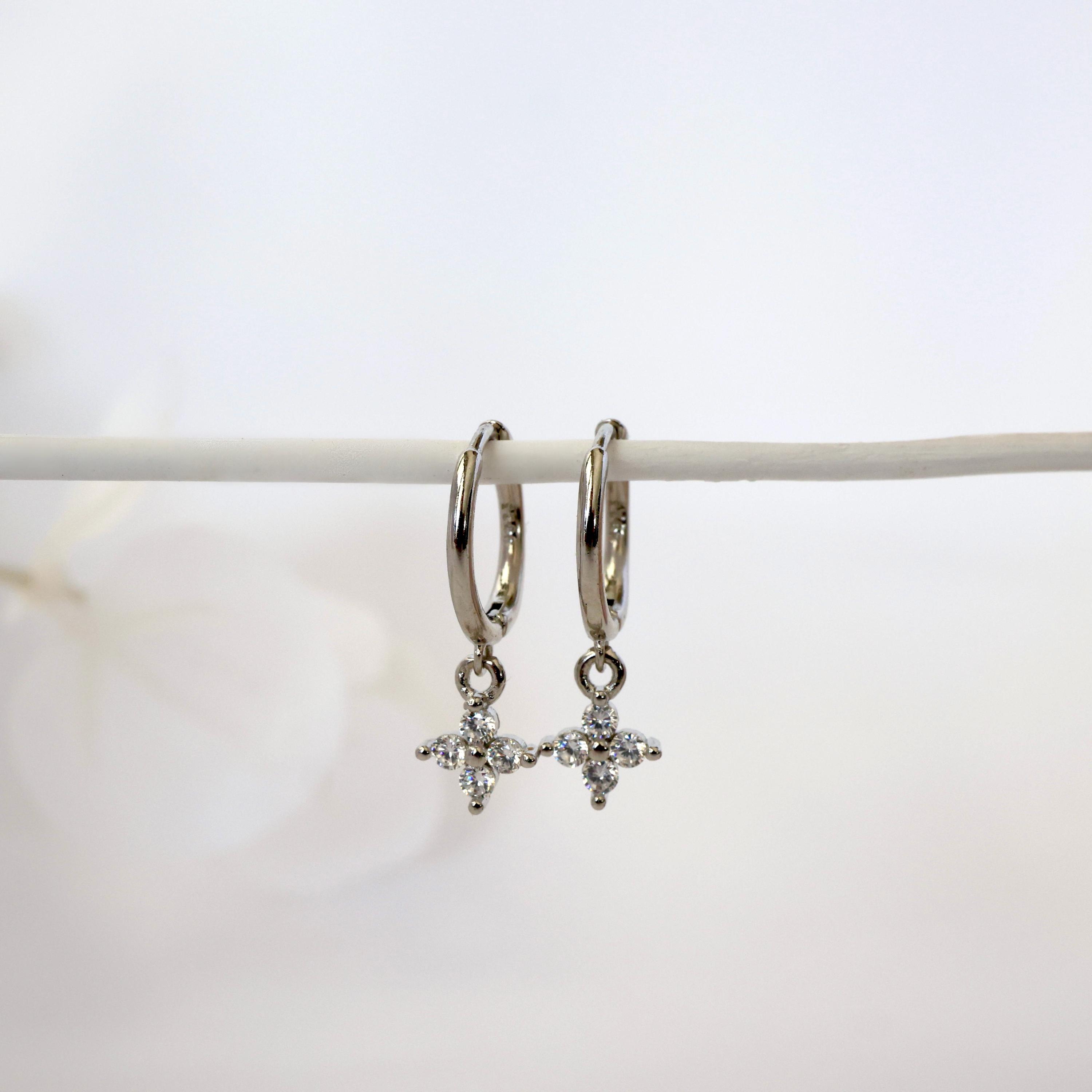 4 Clover Silver Dangle Earring Set, 925 Sterling Silver, Silver Ear ...