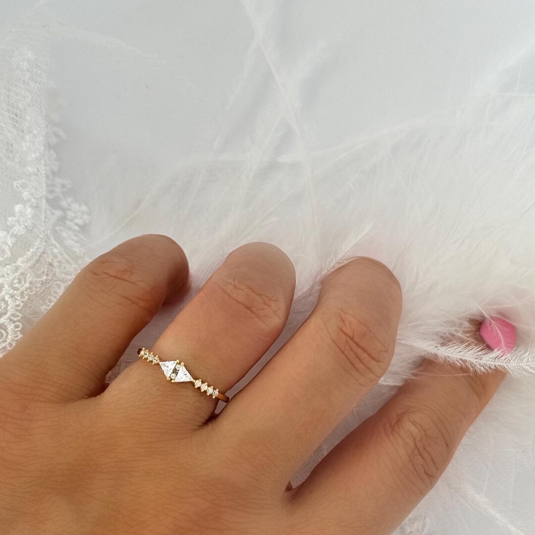 Dainty Rings, Gold Minimalist Ring, Stacking Ring, Simple Diamond Ring ...