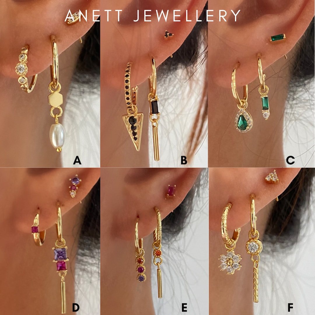 Ear Stack Set 3 Pieces, Sterling Silver With Gold Plated Earring Set ...