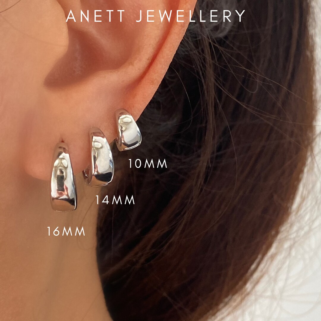 925 Sterling Silver Hoop Earrings, Silver Basic Hoops, 17mm 16mm 14mm 10mm Hoops, Simple Silver ...