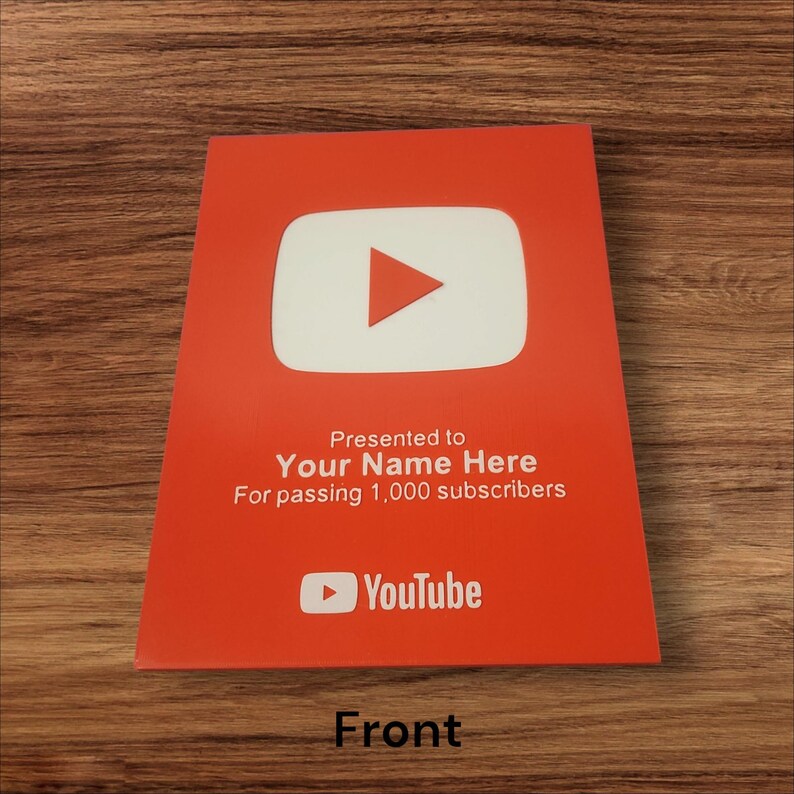 Custom Youtube Play Button 3D Printed - Etsy