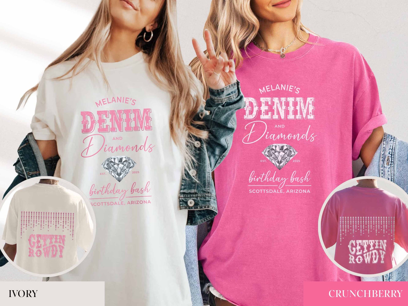 Birthday Denim and Diamonds Theme Party Shirts Western Cowgirl Birthday ...