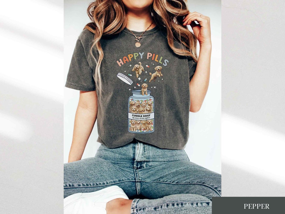 Golden Doodle Happy Pills Shirt Goldendoodle Dog Doodle Mom Funny Shirt Animal Lover Gift Cute ...