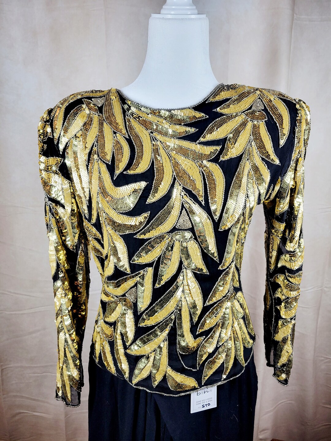 O.R. Silk Fashions LTD Vintage 90's Black Silk Sequin Evening Top ...