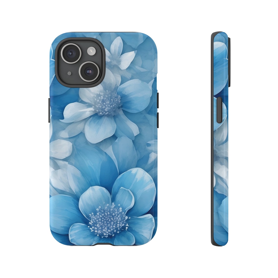 Blue Digital Flowers Pack, Flowers Digital Paper, Watercolor Flower ...