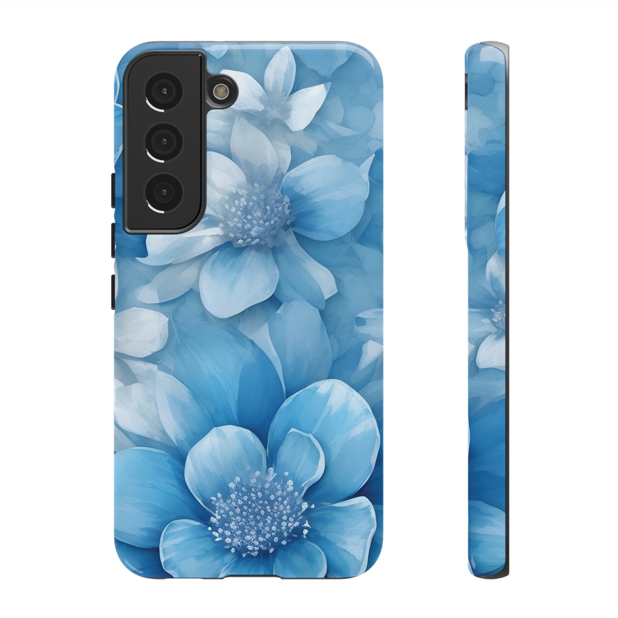 Blue Digital Flowers Pack, Flowers Digital Paper, Watercolor Flower ...