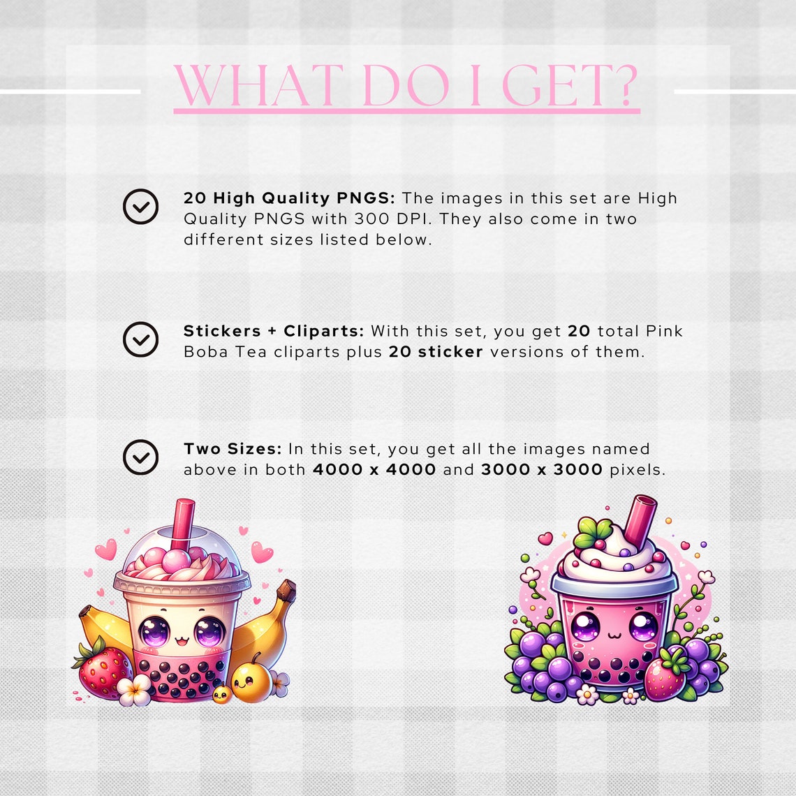 20 Stickers Clipart, Bobatea, Boba Tea Clipart, Pink Boba Tea Clipart ...