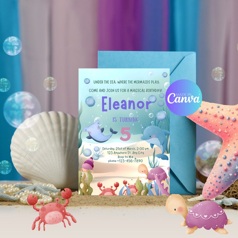 Editable Ocean Birthday Invitation Under the Sea Birthday Invite Ocean ...