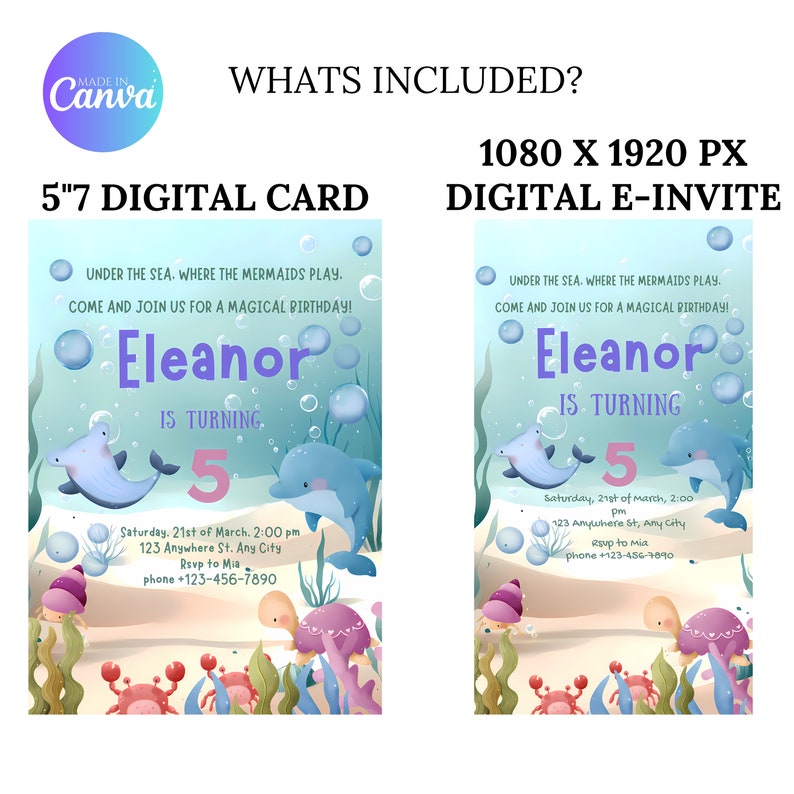 Editable Ocean Birthday Invitation Under the Sea Birthday Invite Ocean ...