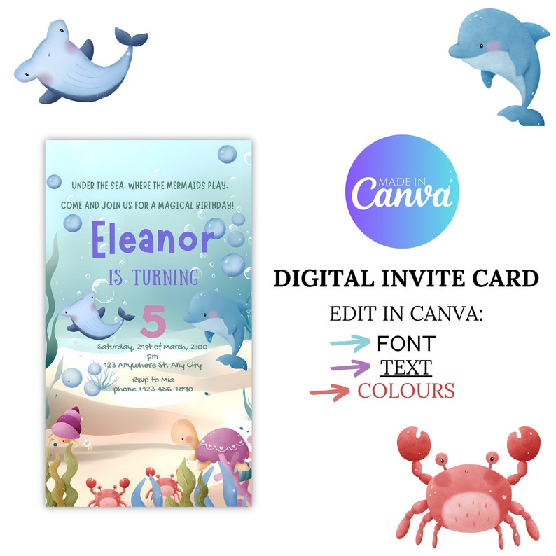 Editable Ocean Birthday Invitation Under the Sea Birthday Invite Ocean ...