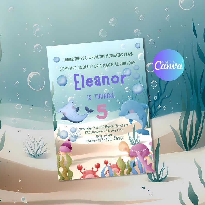 Editable Ocean Birthday Invitation Under the Sea Birthday Invite Ocean ...