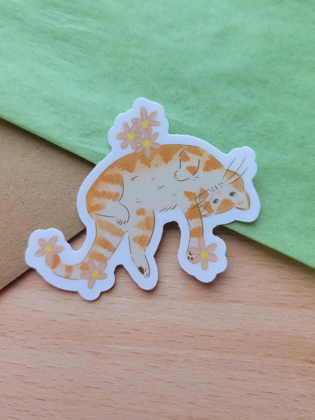 Orange Tabby Cat Matte Vinyl Sticker - Etsy
