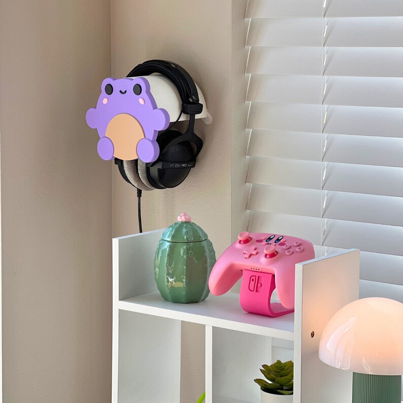 Headphone Stand & Wall Shelf Mushroom Frog Headphone Holder ( 3 in 1 ...