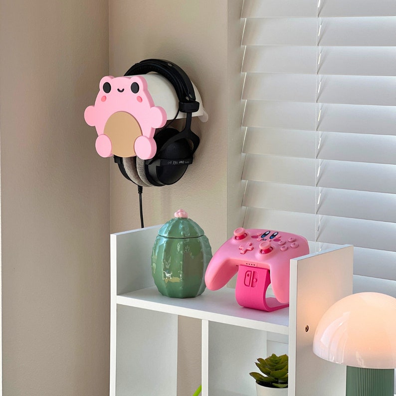 Headphone Stand & Wall Shelf Mushroom Frog Headphone Holder ( 3 in 1 ...