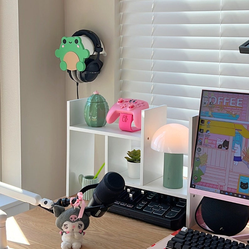 Headphone Stand & Wall Shelf Mushroom Frog Headphone Holder ( 3 in 1 ...