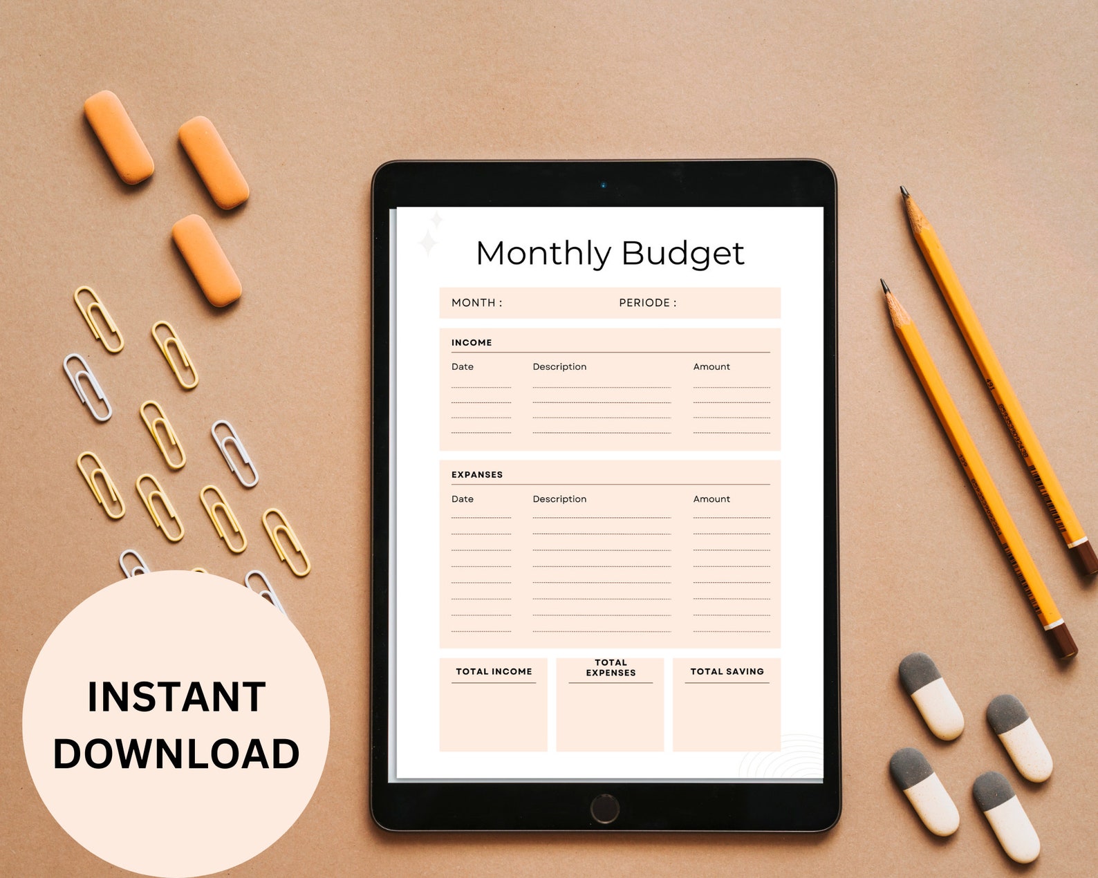 Printable Monthly Budget, Monthly Income & Expense Recorder, Monthly ...