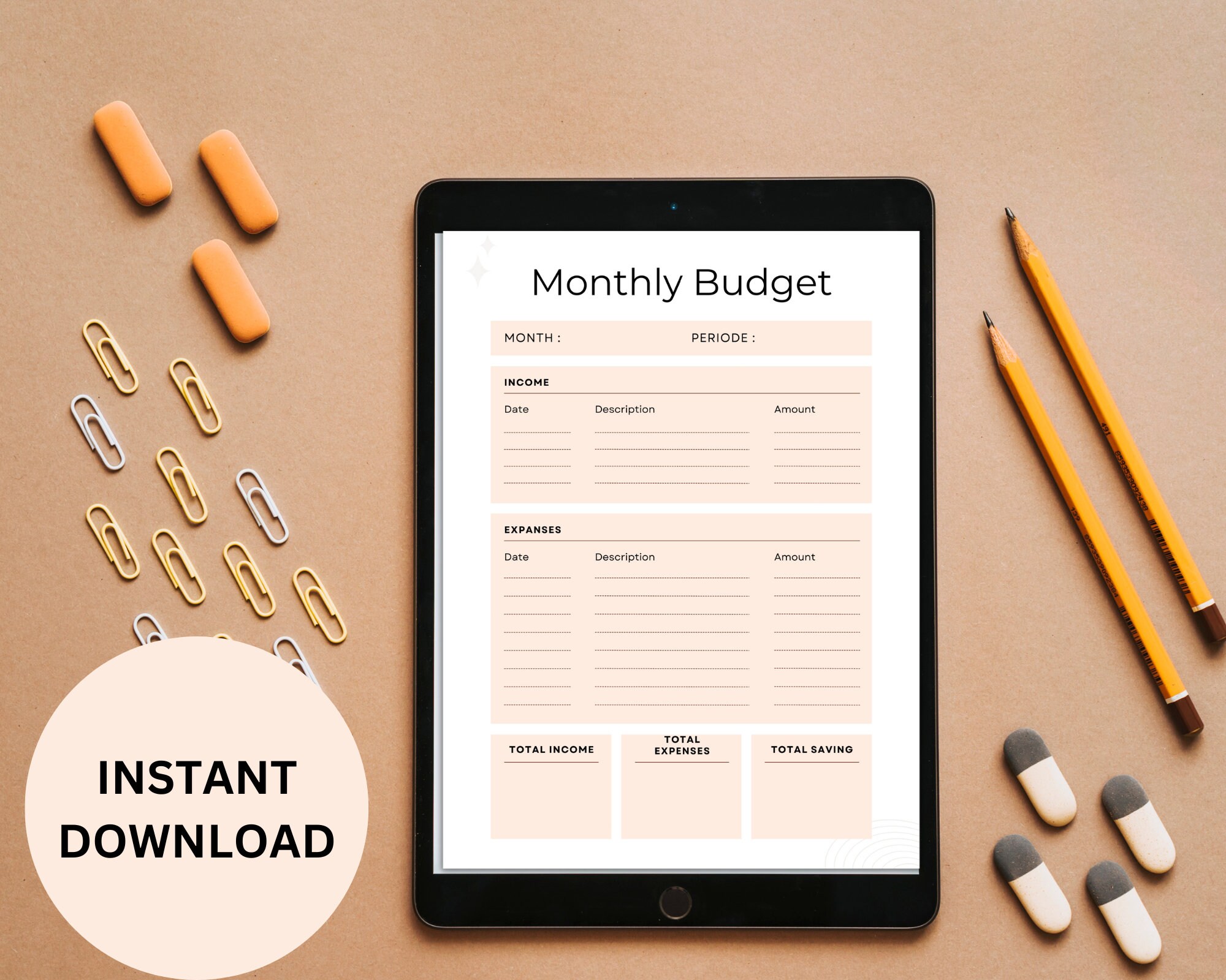 Printable Monthly Budget, Monthly Income & Expense Recorder, Monthly ...