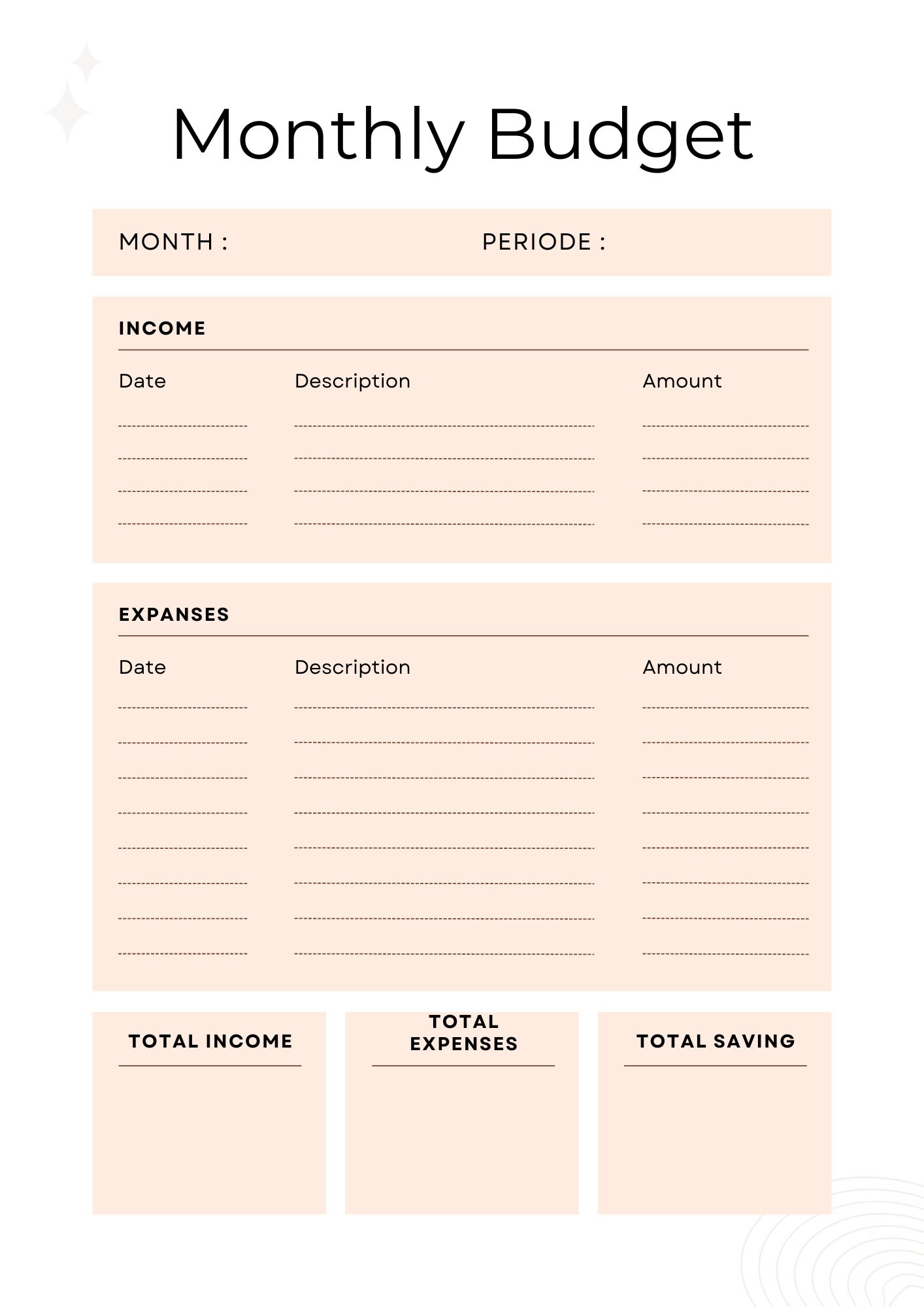 Printable Monthly Budget, Monthly Income & Expense Recorder, Monthly ...