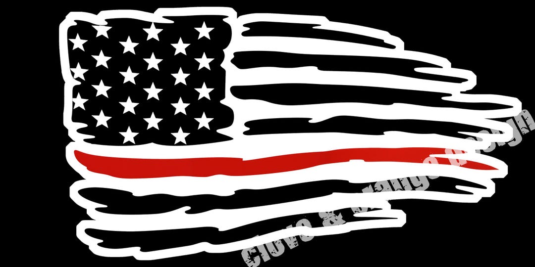 Thin Red Line Flag Sticker,first Responders Flag Sticker,firefighters ...