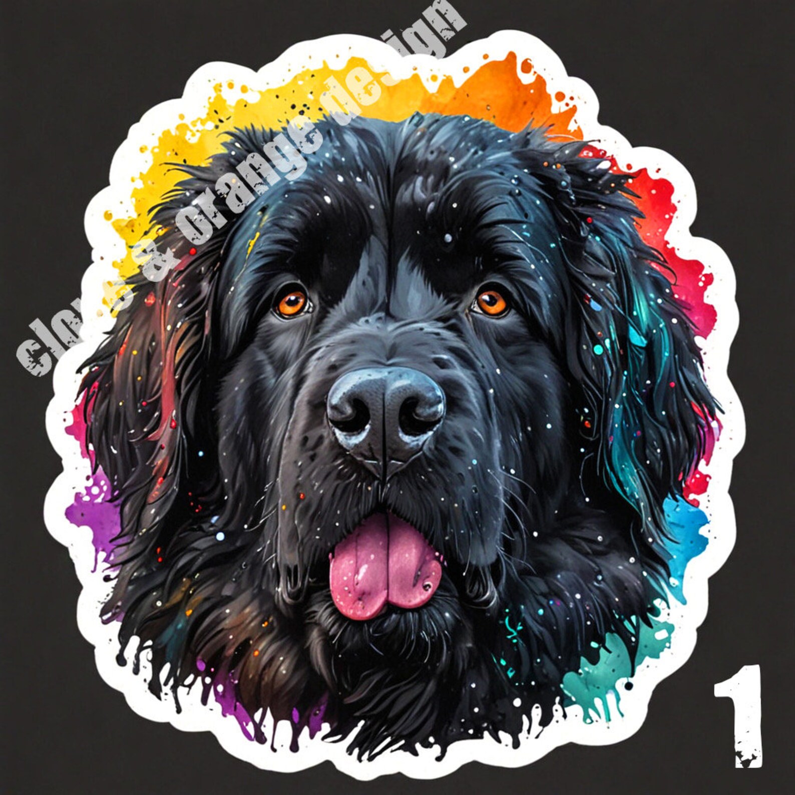 Newfoundland Dog Sticker,dog Sticker,animal Sticker,water Bottle ...