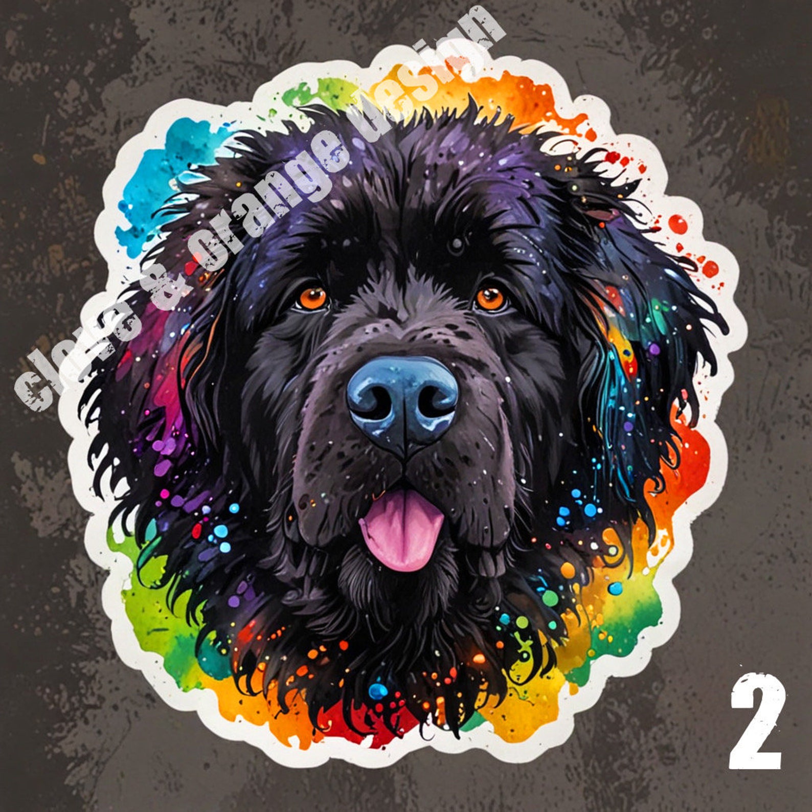 Newfoundland Dog Sticker,dog Sticker,animal Sticker,water Bottle ...