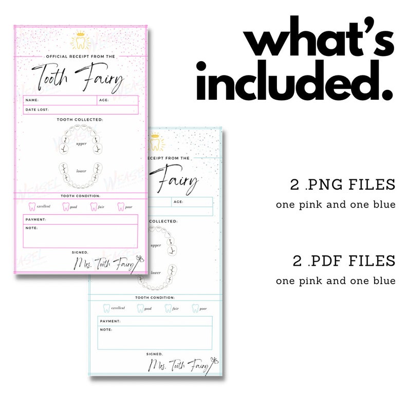 Tooth Fairy Receipt | Instant Download | First Tooth Certificate | Pink ...