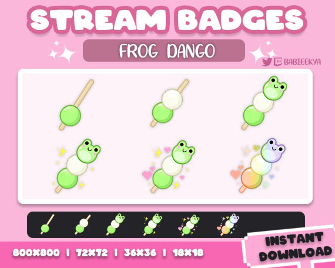 Frog Dango Badges for Twitch , Kick, Discord | Instant Download | Bit ...