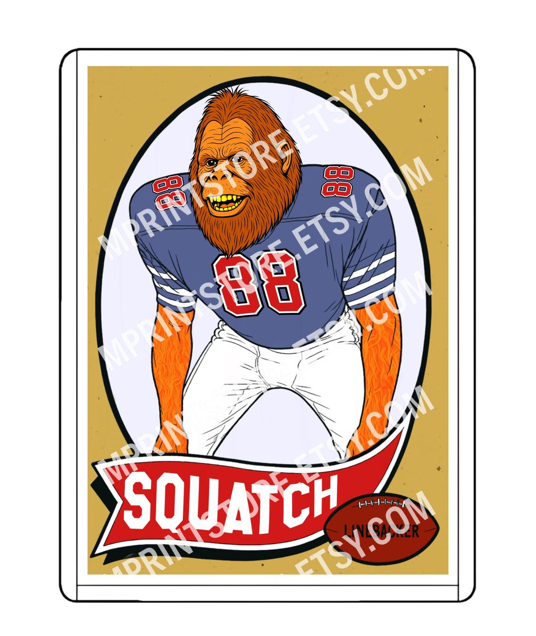 Squatch Bigfoot Cryptid Football Art 2025 Artwork Trading Card by ...