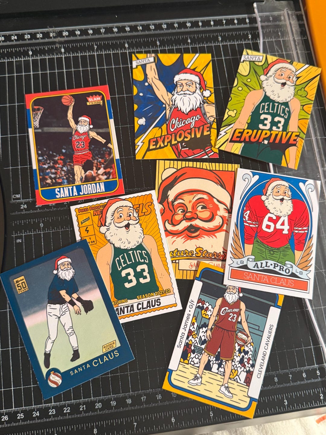 Santa Claus Gag Parody Trading Card Set of 8 Different Sports Trading ...
