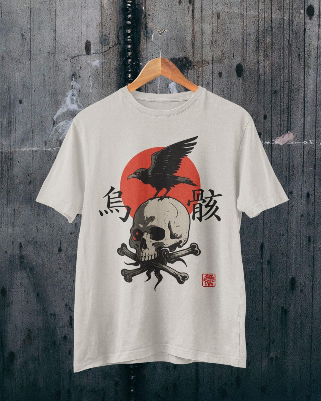 Japanese Crow and Skull Shirt, Dark Japanese Streetwear, Y2k Grunge ...