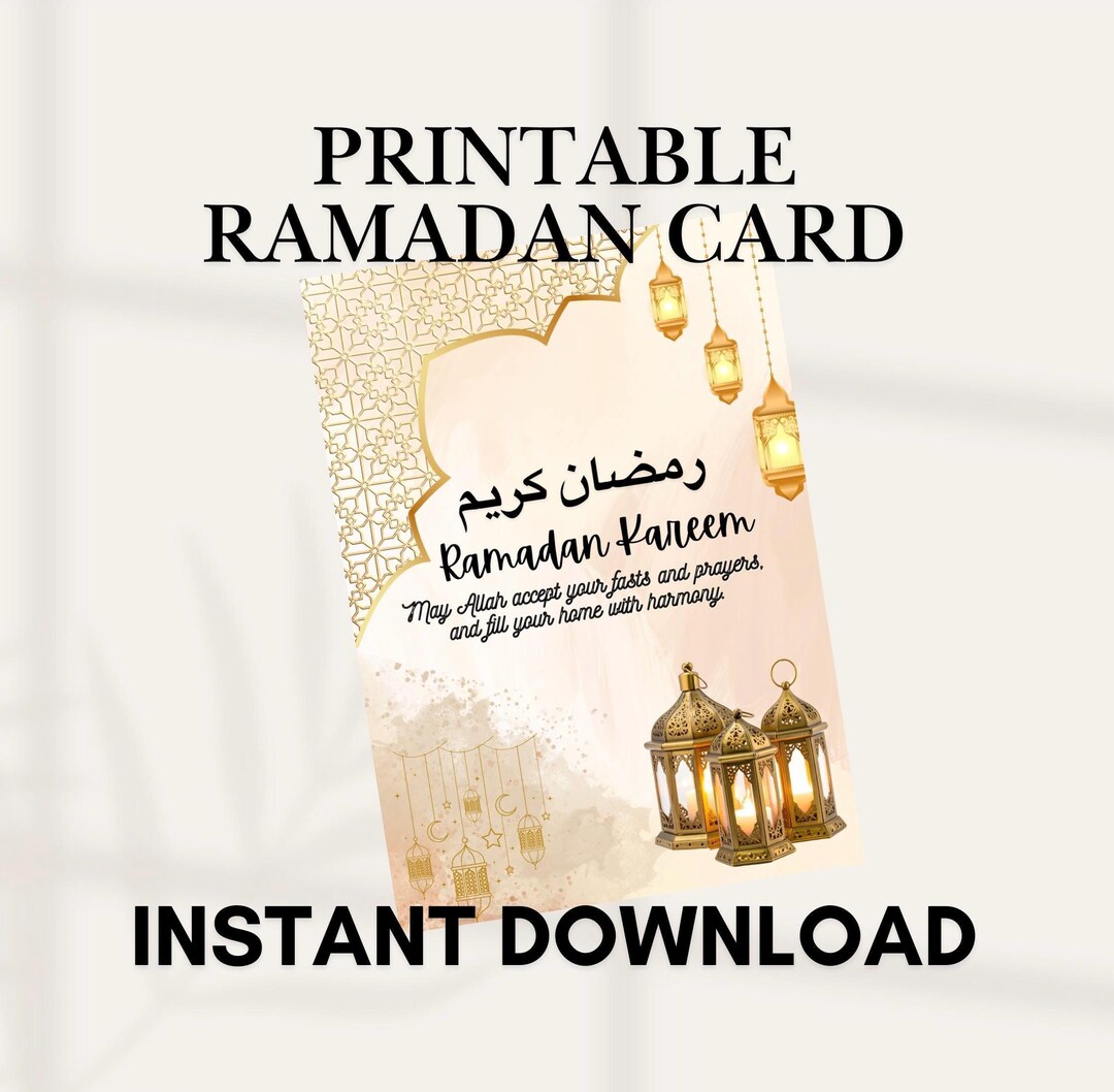 Ramadan Mubarak Card Printable Islamic Greeting Card | 5x7, 4x6, A6 ...