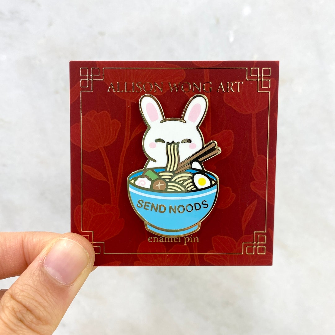 Bunny Noodles Enamel Pin - Etsy