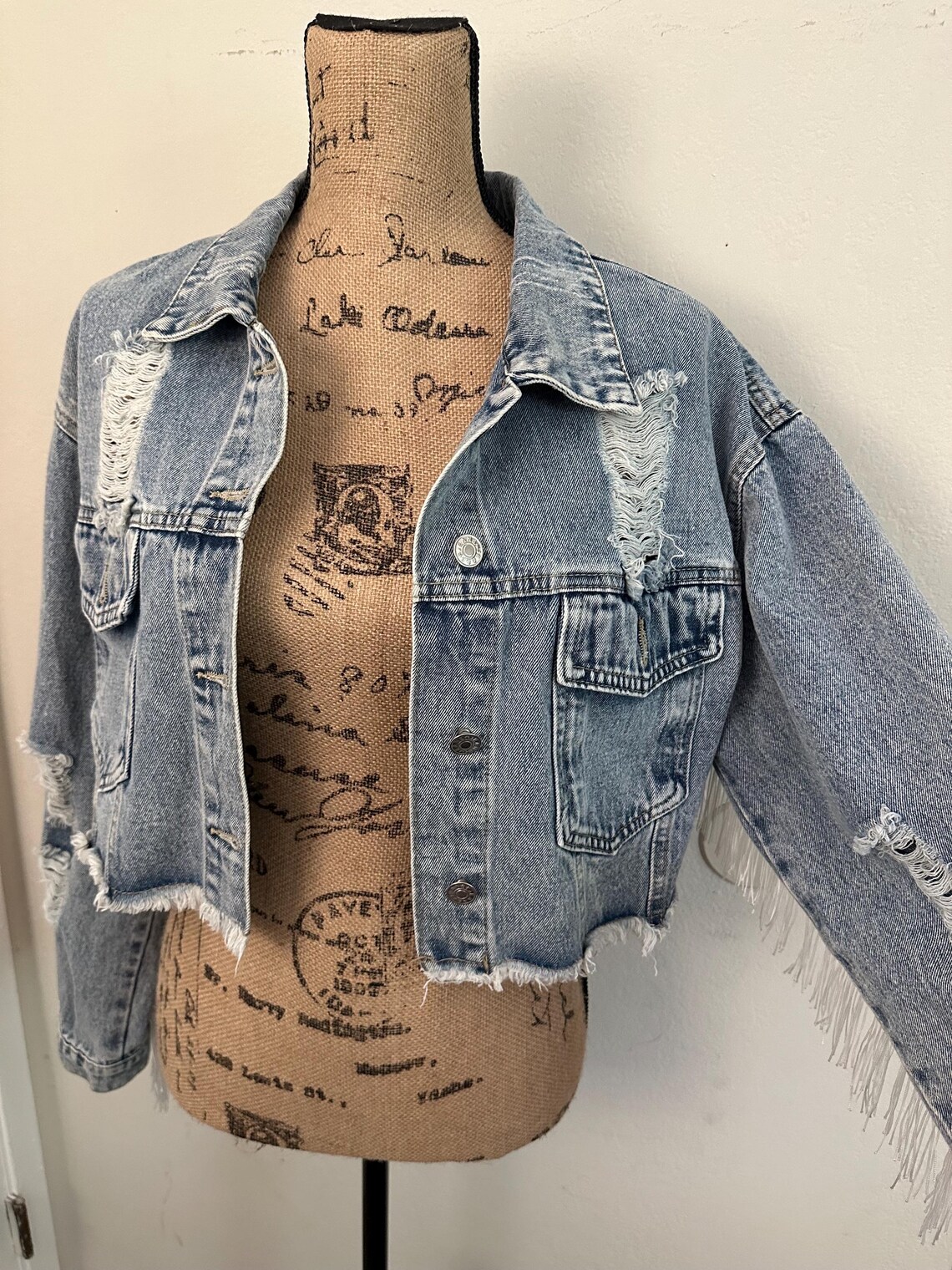 Custom Denim Football Jacket: Personalized Fringe Team Apparel - Etsy