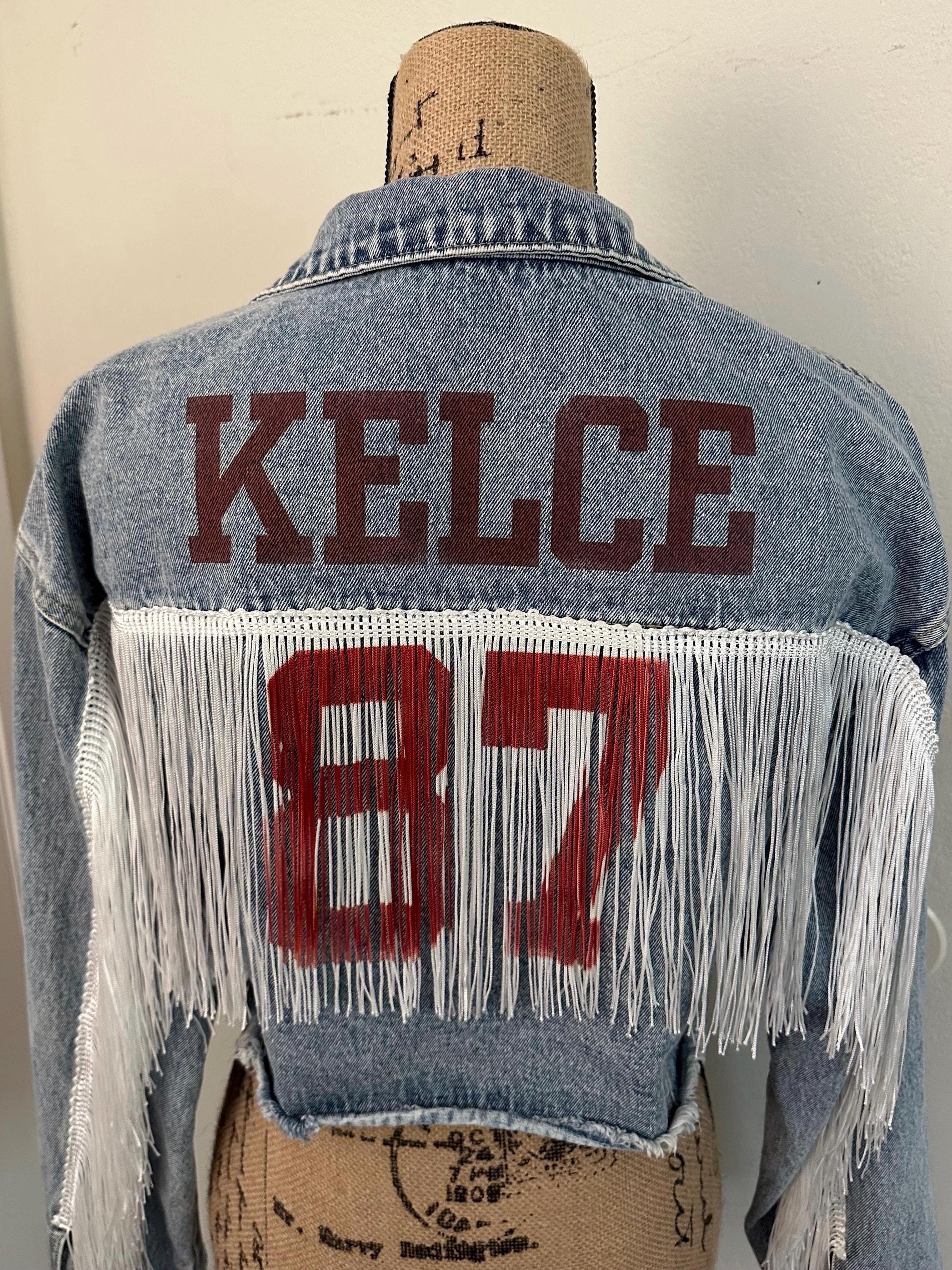 Custom Denim Football Jacket: Personalized Fringe Team Apparel - Etsy