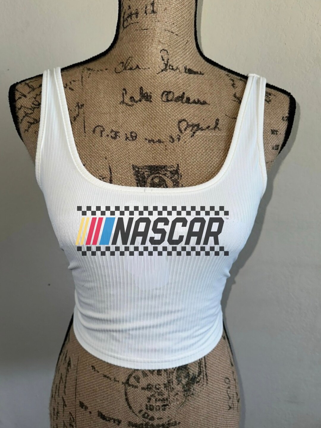 NASCAR Shirt, Racing Tank Top, White Summer Crop Top, Country Concert ...