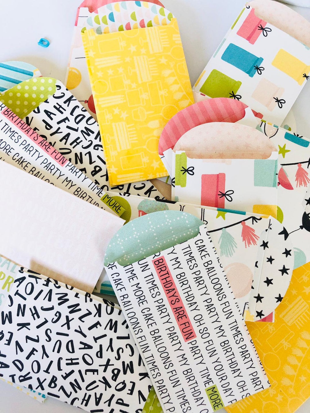 16 Mini Happy Birthday Gift Card Envelopes, Handmade Envelopes ...