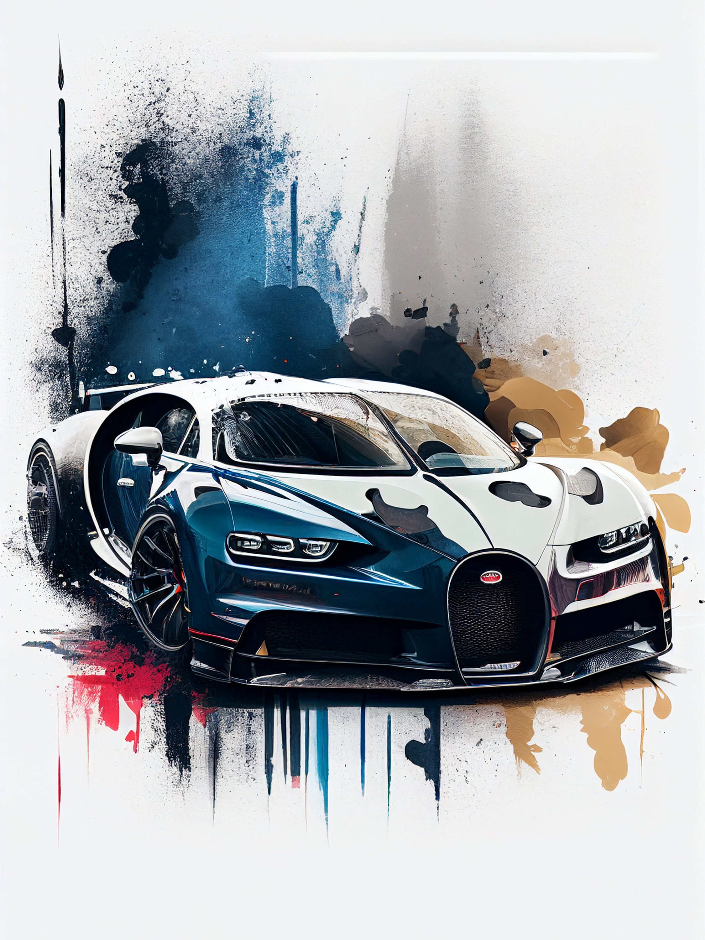 Modern Painterly Bugatti Chiron Colorful Digital Printable - Etsy