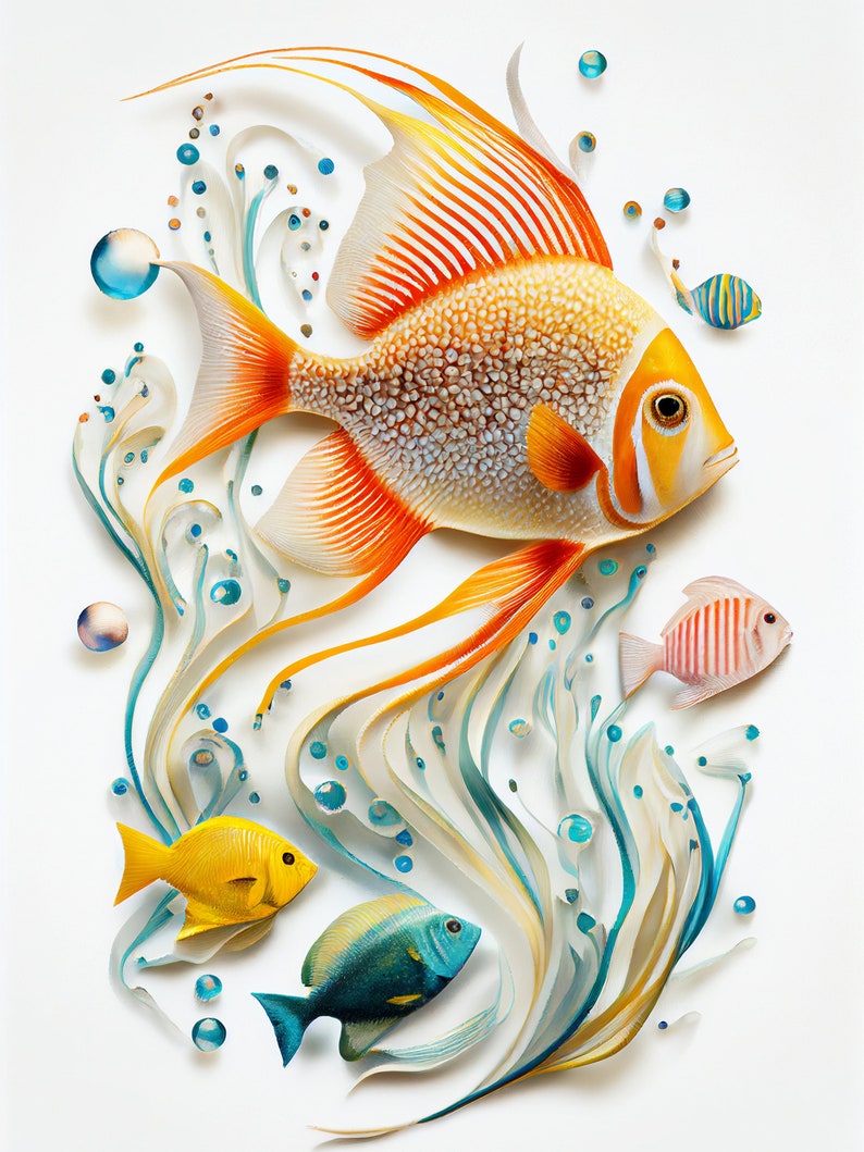 Custom Fish Digital Printable Art Design Digital Prints Instant Digital ...