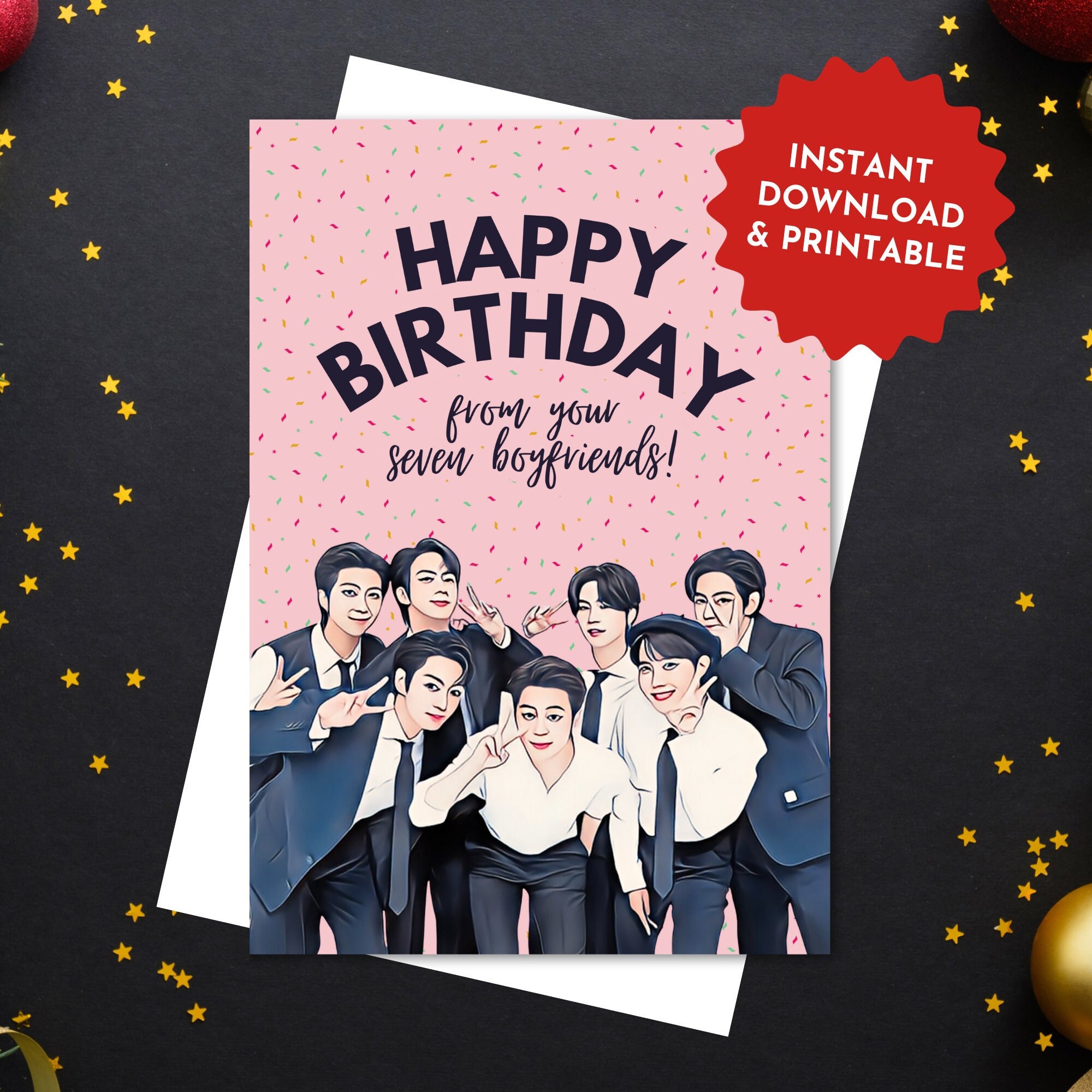 BTS Birthday Greeting Card Digital Download Printable - Etsy